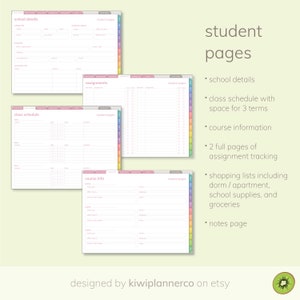 Digital Student Planner | Undated, Hyperlinked, Colorful, Horizontal ...
