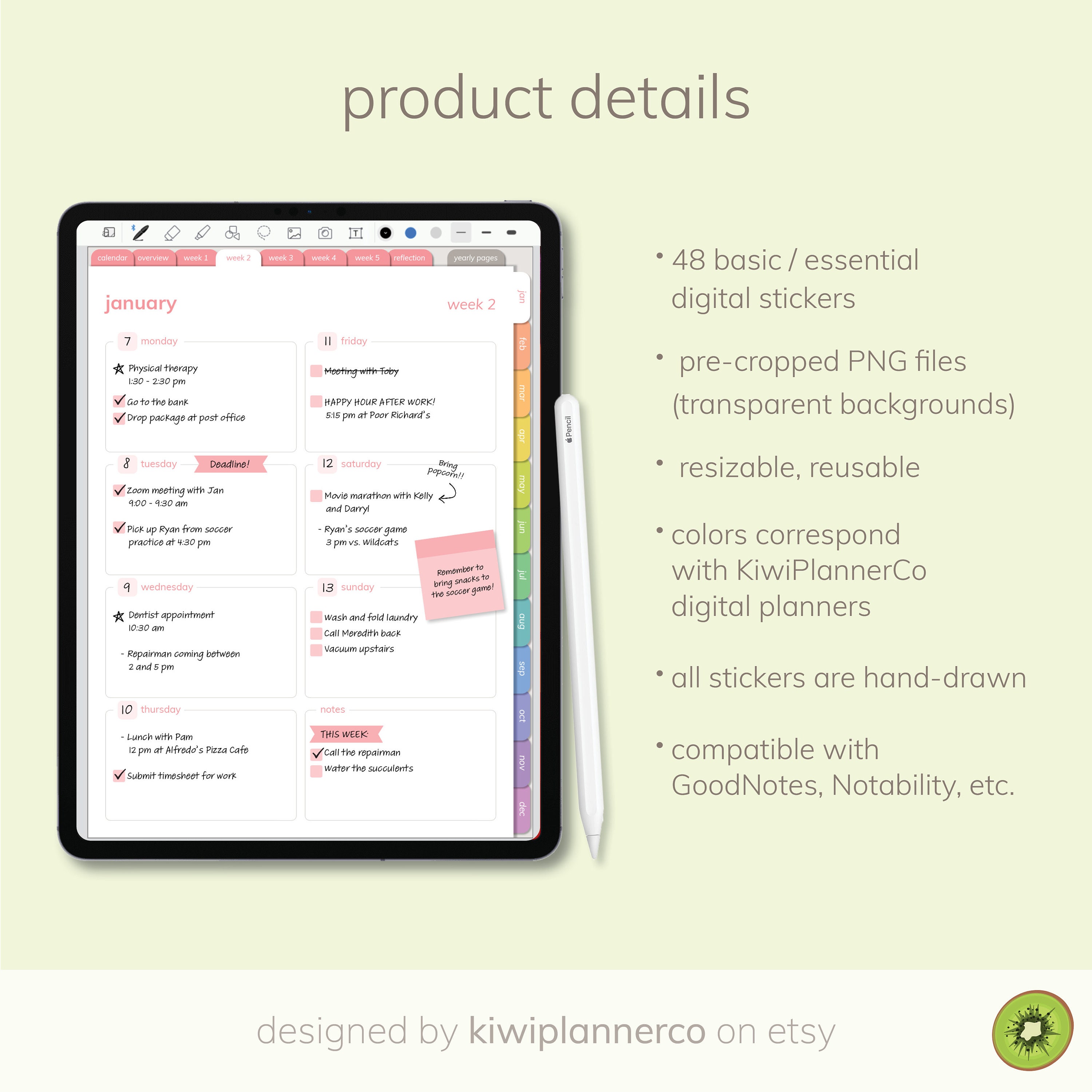 Digital Stickers ESSENTIALS EDITION Transparent, Pre-cropped Goodnotes ...