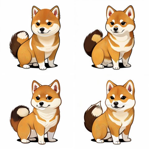 Cute Japanese Shiba Inu Clipart - Etsy