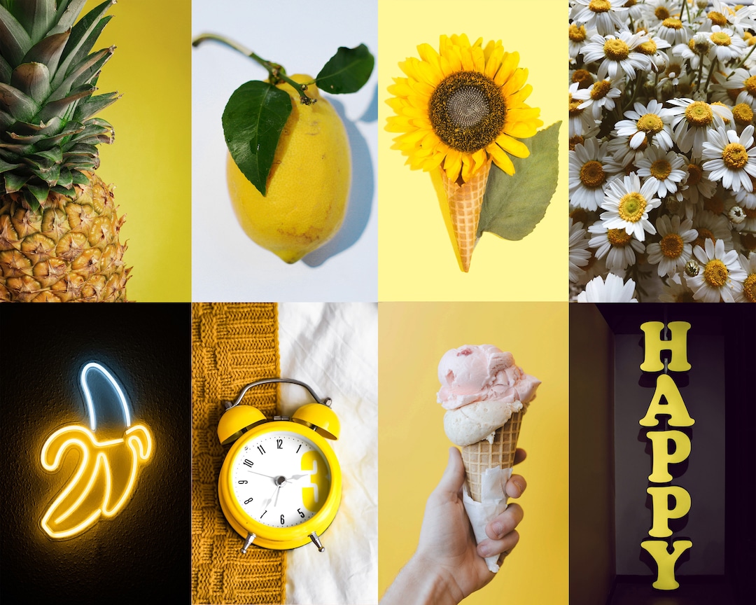 Yellow Wall Collage Kit Aesthetic VSCO - Etsy