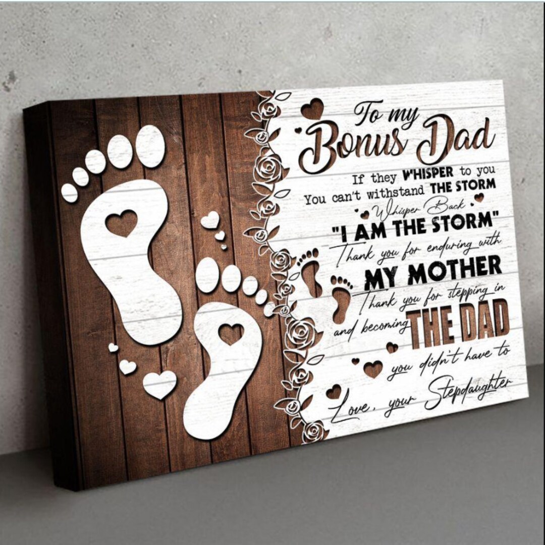 Canvas Gift for Bonus Dad From Daughter, to My Bonus Dad Canvas, Father ...