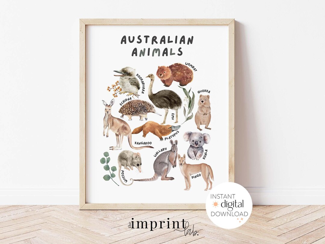 Printable Australian Animal Print, DIGITAL DOWNLOAD, Neutral Nursery ...