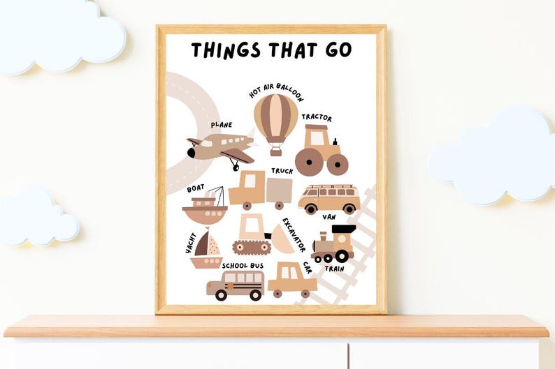 Printable Vehicles Artwork, Things That Go Printable Art, Cute Vehicles ...