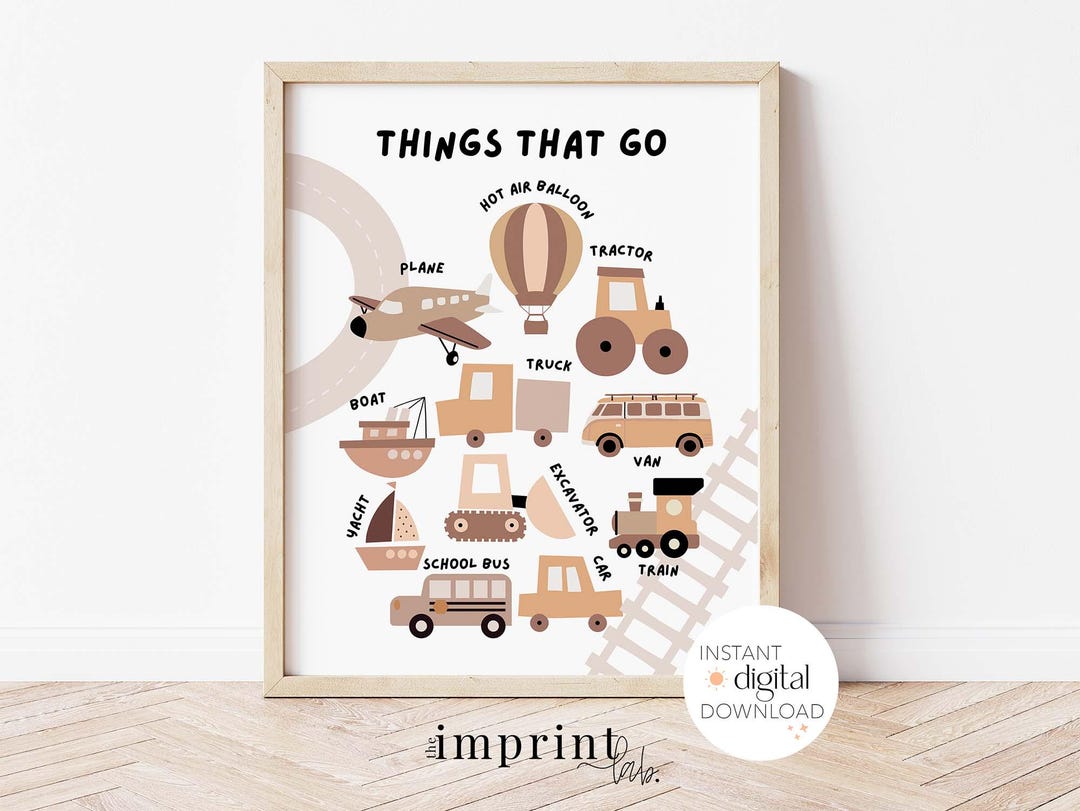 Printable Vehicles Artwork, Things That Go Printable Art, Cute Vehicles ...