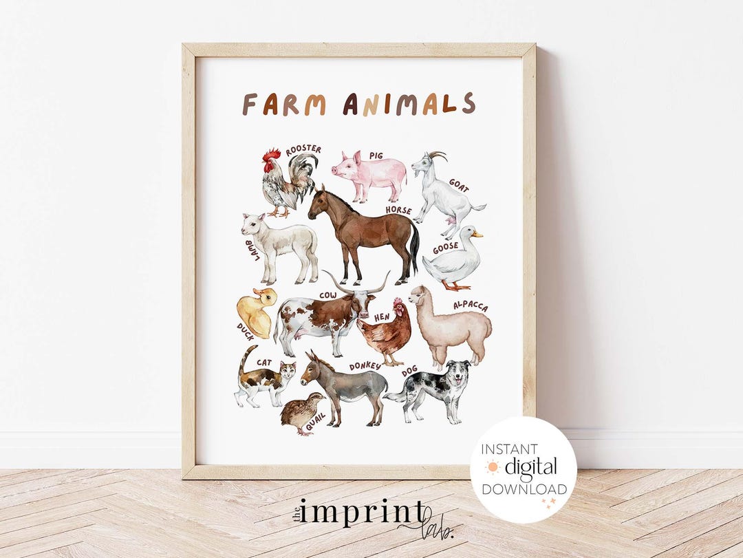 Printable Farm Animal Print, DIGITAL DOWNLOAD, Nursery Decor, PRINTABLE ...