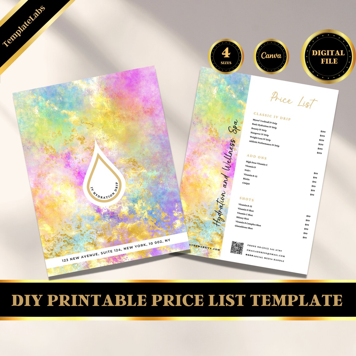IV Hydration Template IV Therapy Flyer Price List Template - Etsy