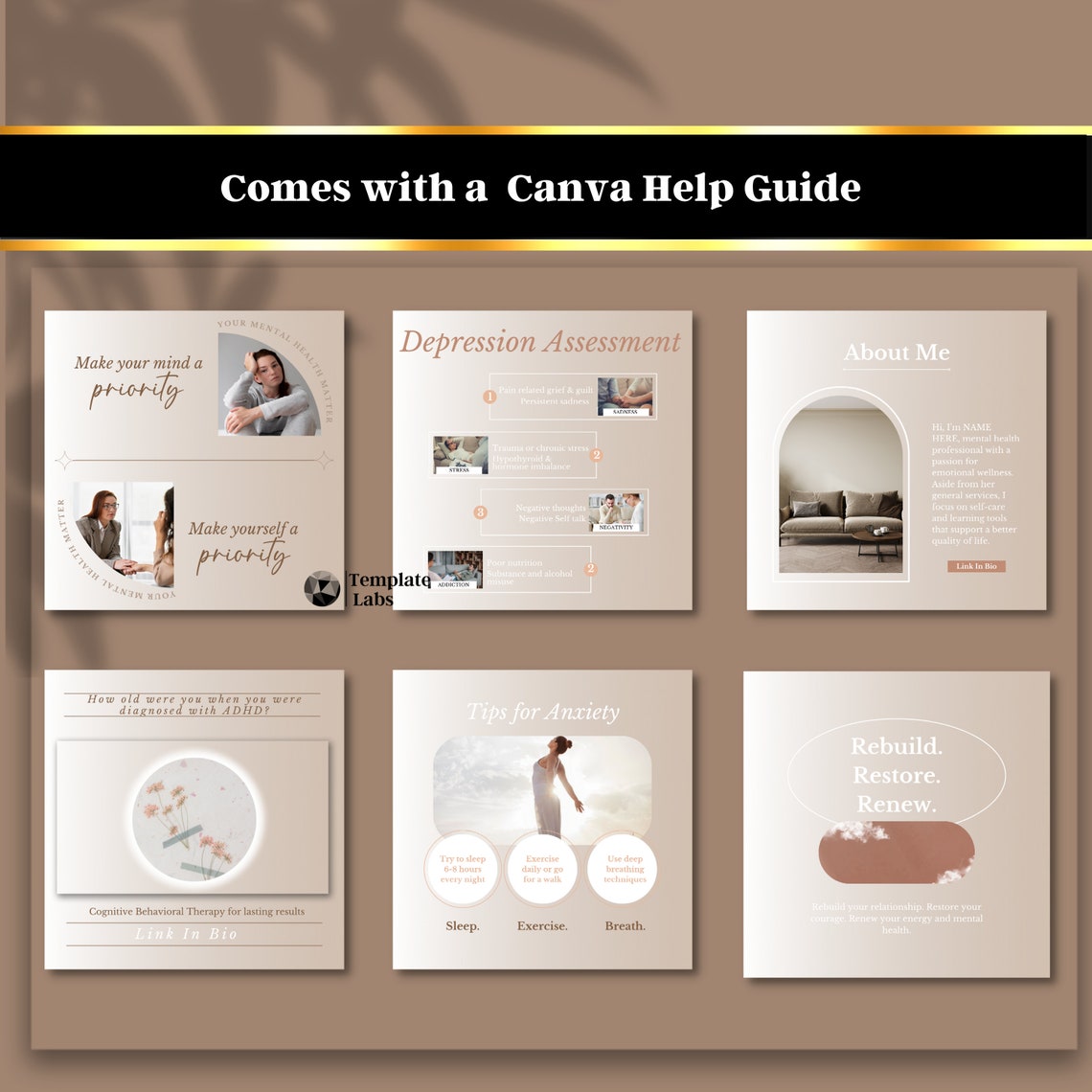 Psychologist Social Media Bundle Mental Health Instagram - Etsy