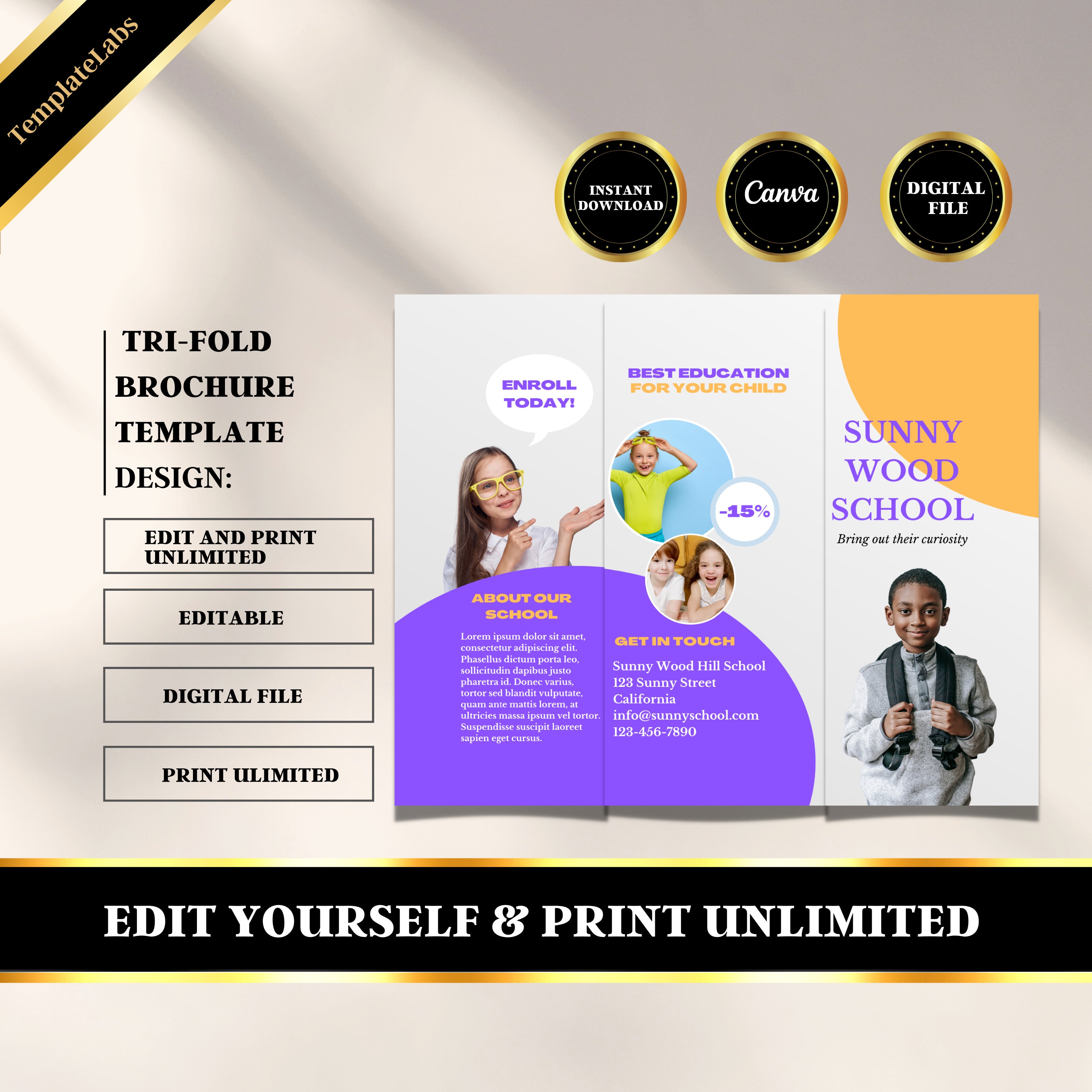 Tri Fold School Brochure Template School Admission Flyer - Etsy