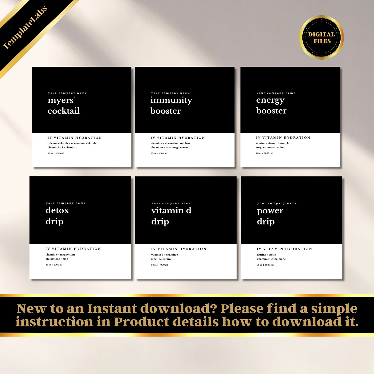 IV Bag Label, IV Hydration Printable, Printable Label, DIY Label ...