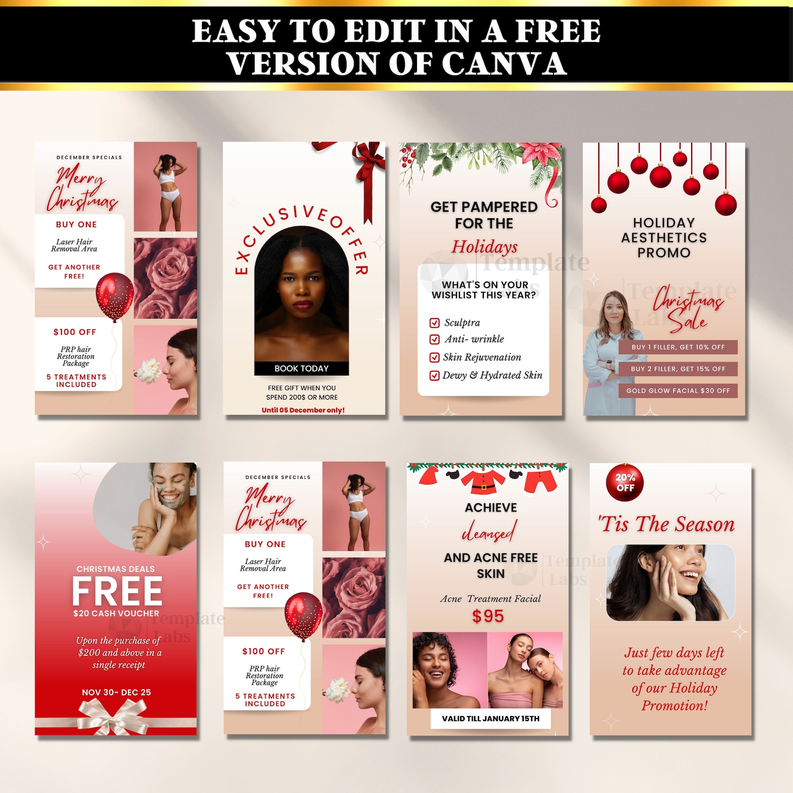 Medspa Christmas, Botox Christmas, Christmas Instagram Template, Body ...