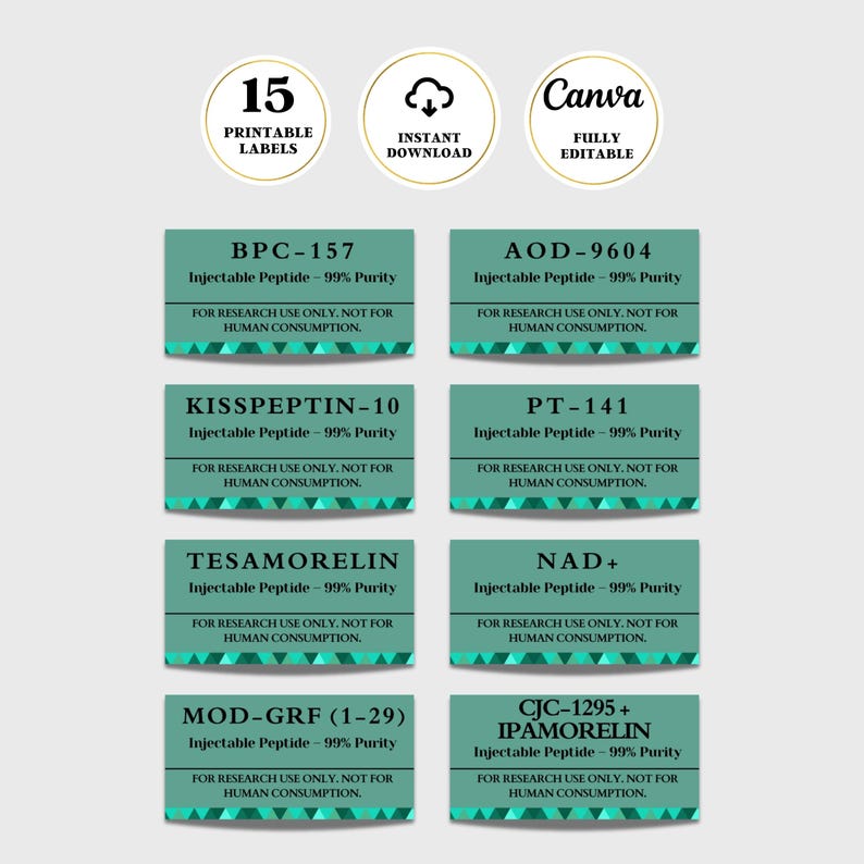 Peptide Label Template, Peptide Labels Canva, Printable Label, Peptide ...
