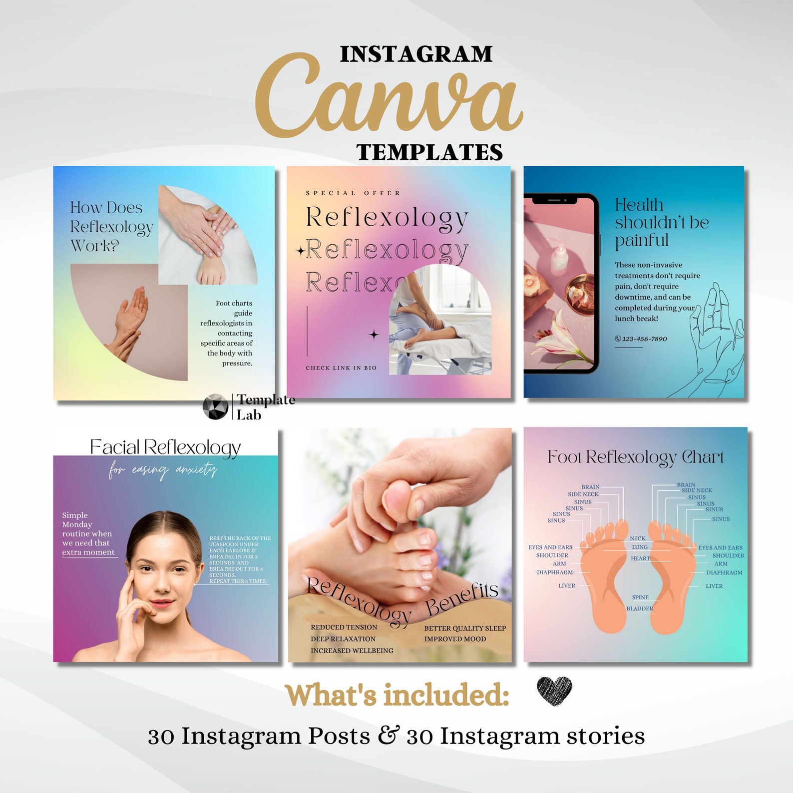Reflexology Instagram Template, Reflexology Foot, Instagram Content, Holistic Template, Massage ...