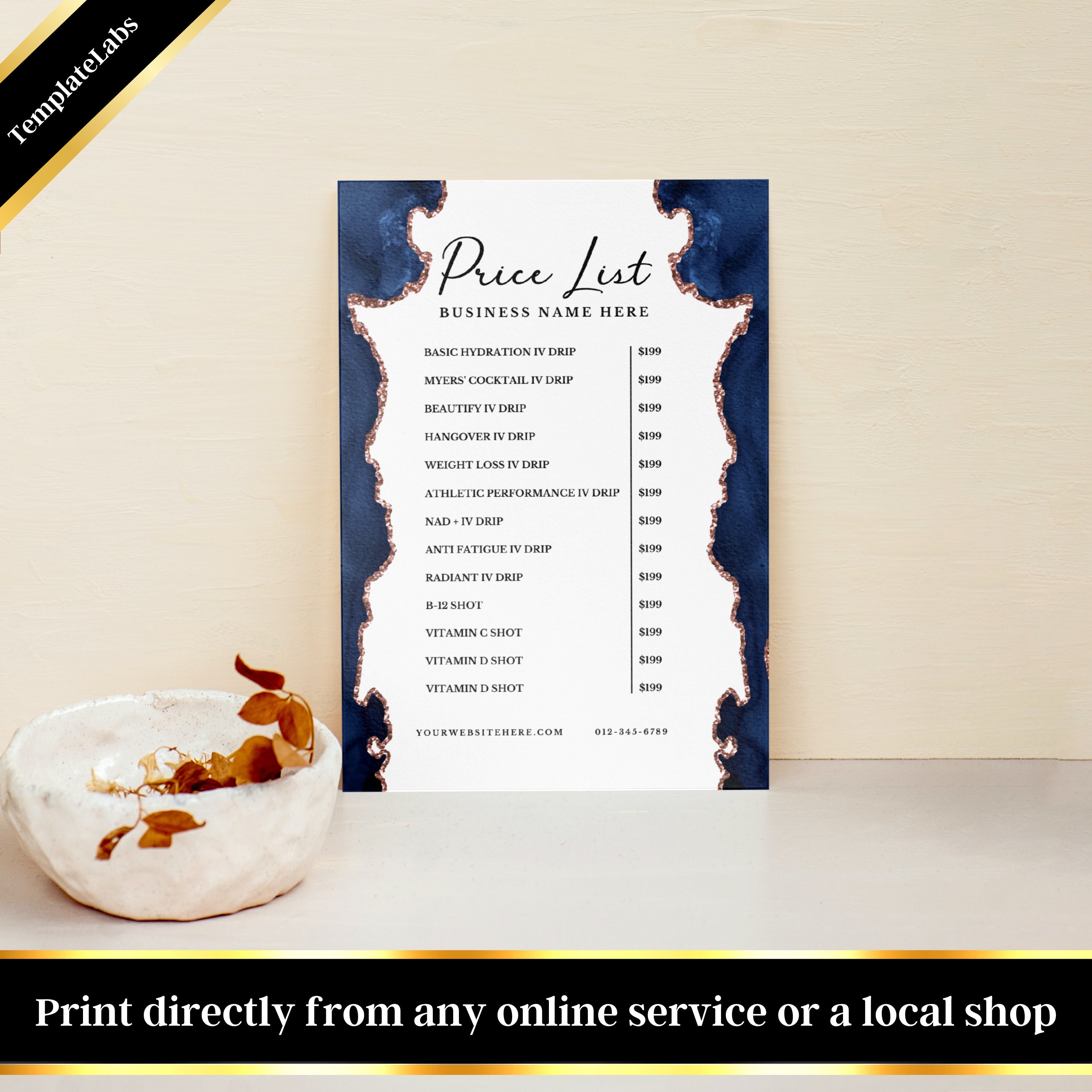 IV Hydration Template Printable Price List Template IV Drip - Etsy