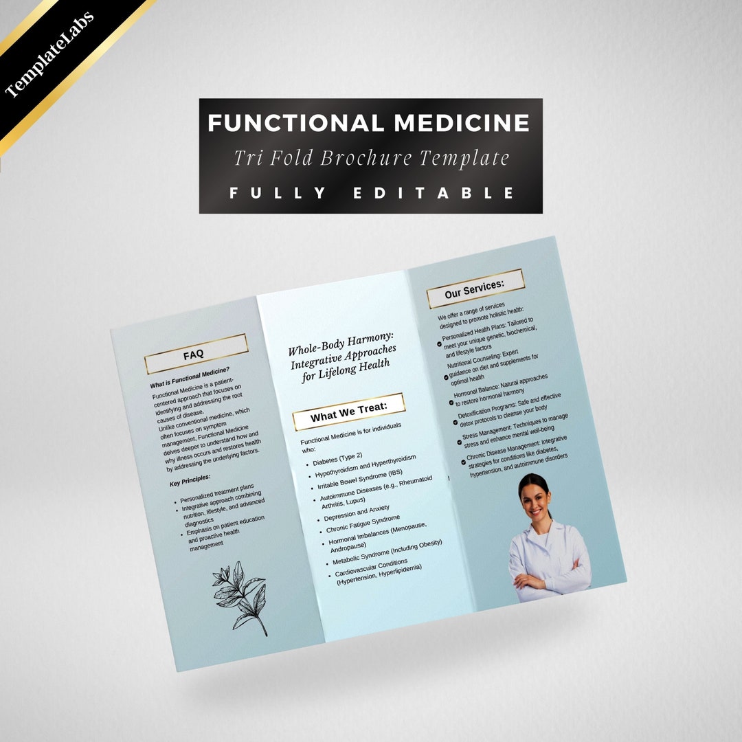 Functional Medicine Brochure, Trifold Brochure Template, Holistic ...