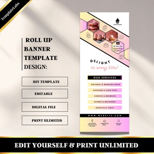 Retractable Banner Bakery, Bakery Banner, Bakery Template, Roll up ...