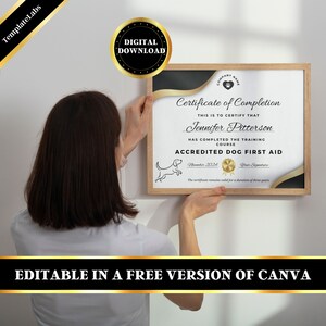 Dog First Aid Printable Certificate, Puppy First Aid, Certificate of ...