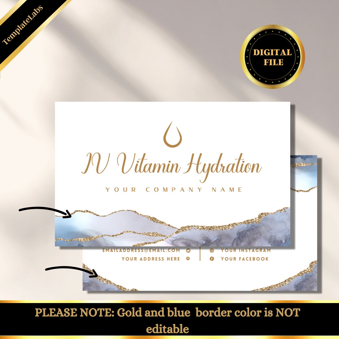 IV Drip Business Card IV Hydration DIY Business Card Marble - Etsy