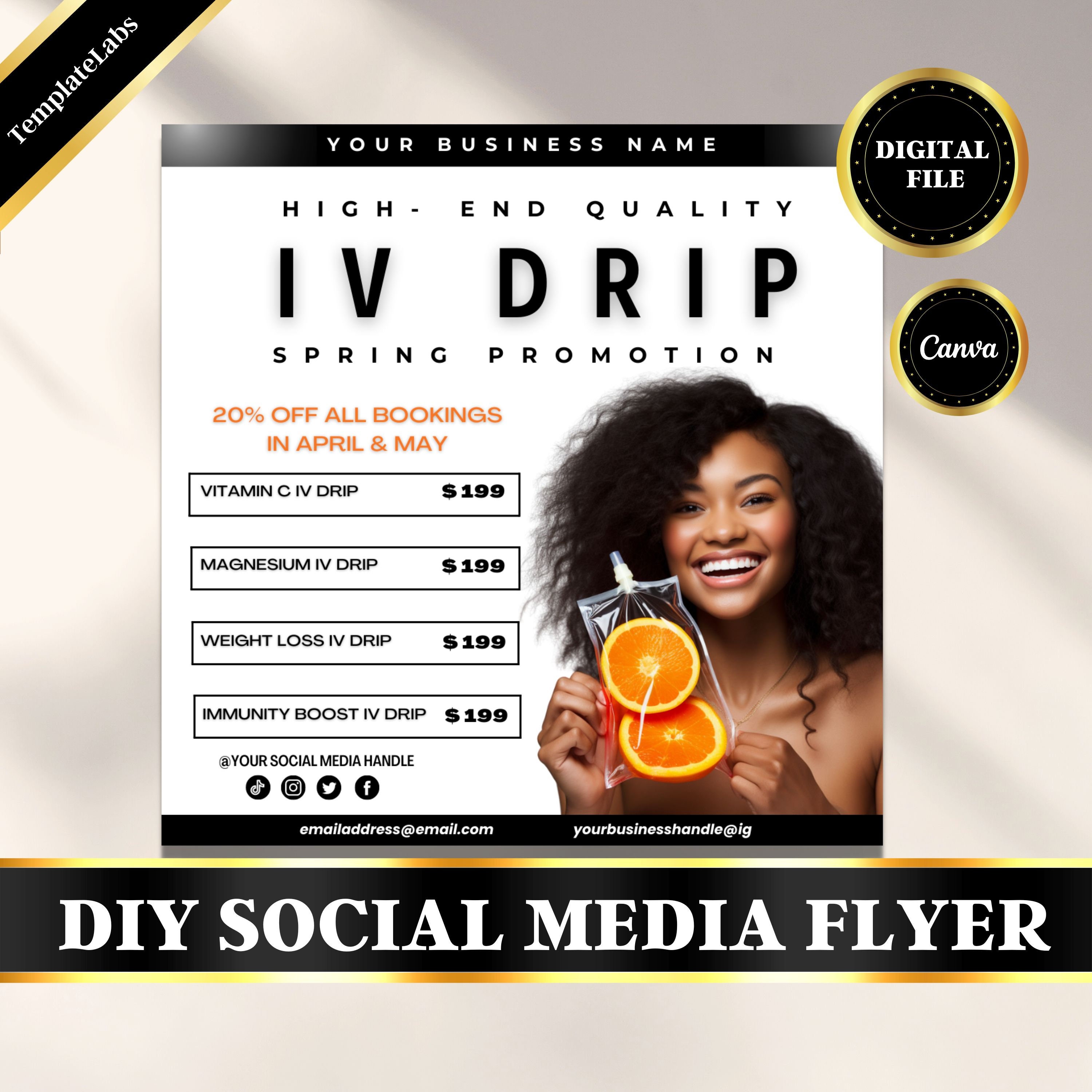 IV Therapy Instagram, IV Drip Template, Iv Drip Flyer, Spring Sale ...