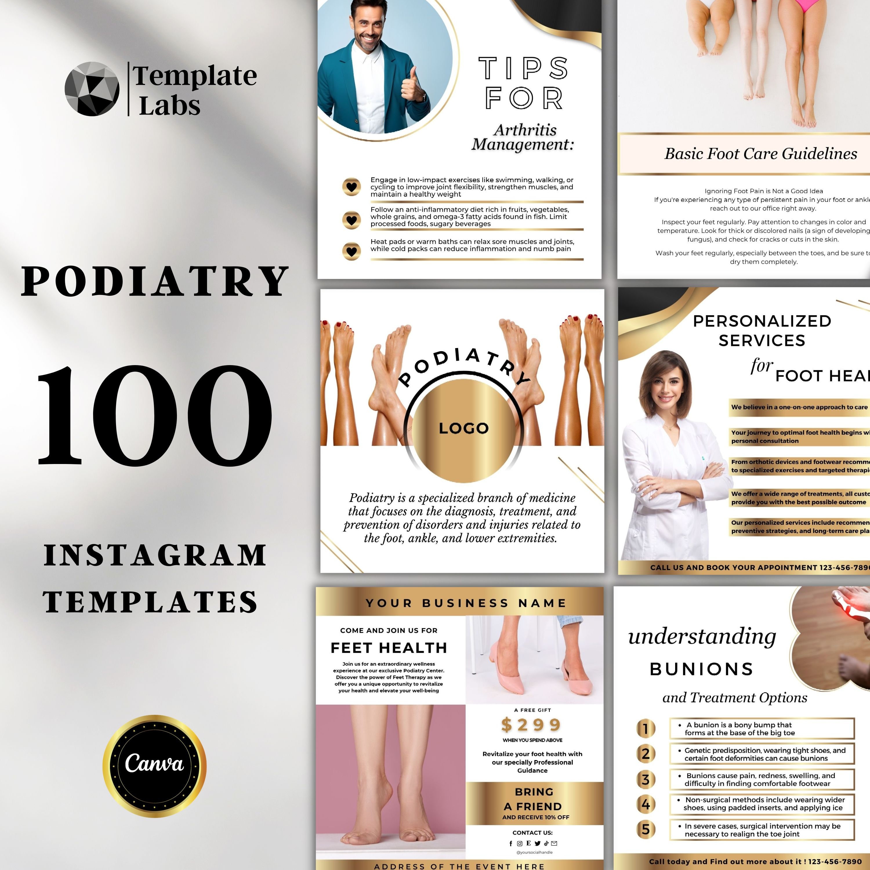 Podiatry Instagram Template, Podiatrist Instagram Marketing, Editable ...