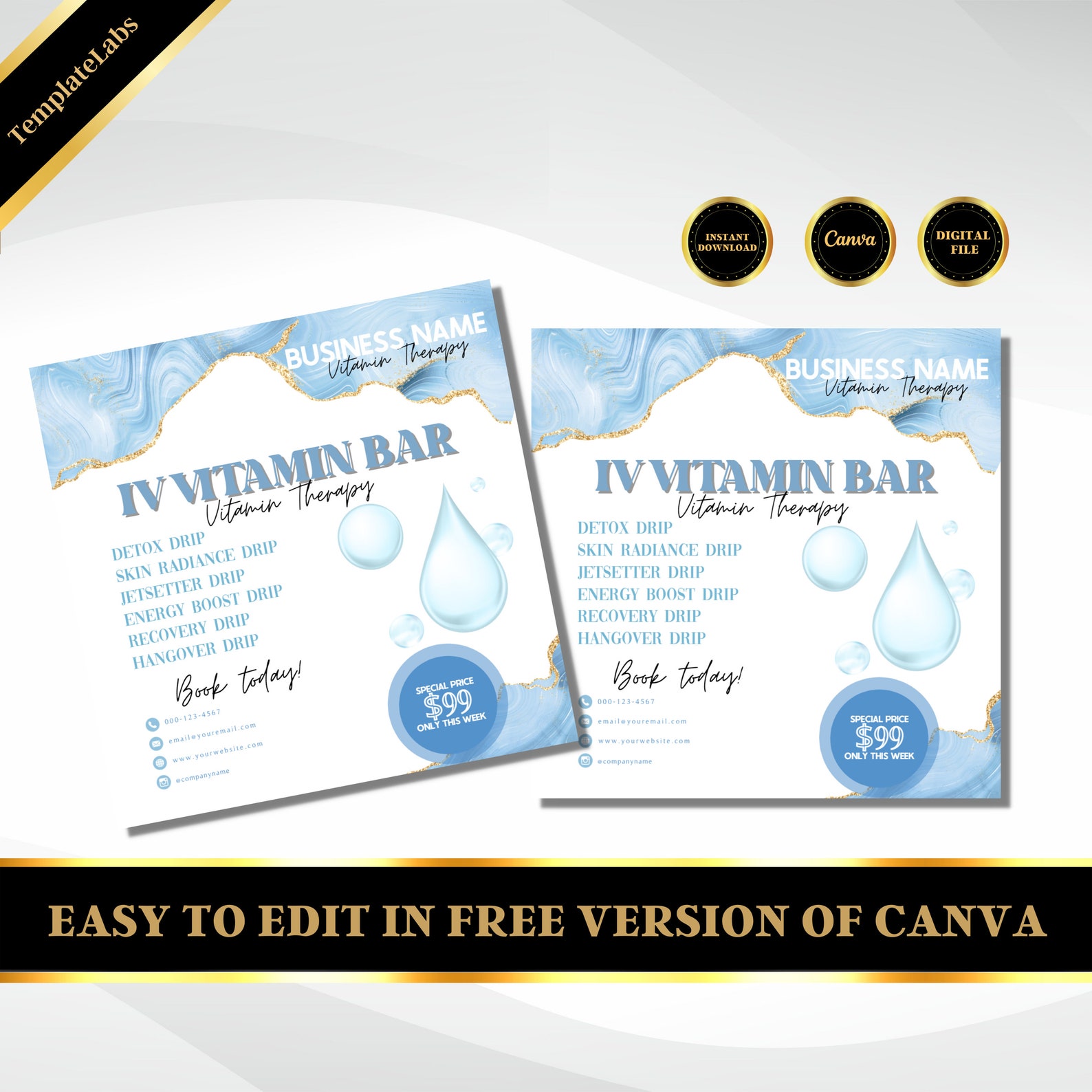 IV Drip Business, IV Therapy Template, Social Media Flyer, IV Hydration ...