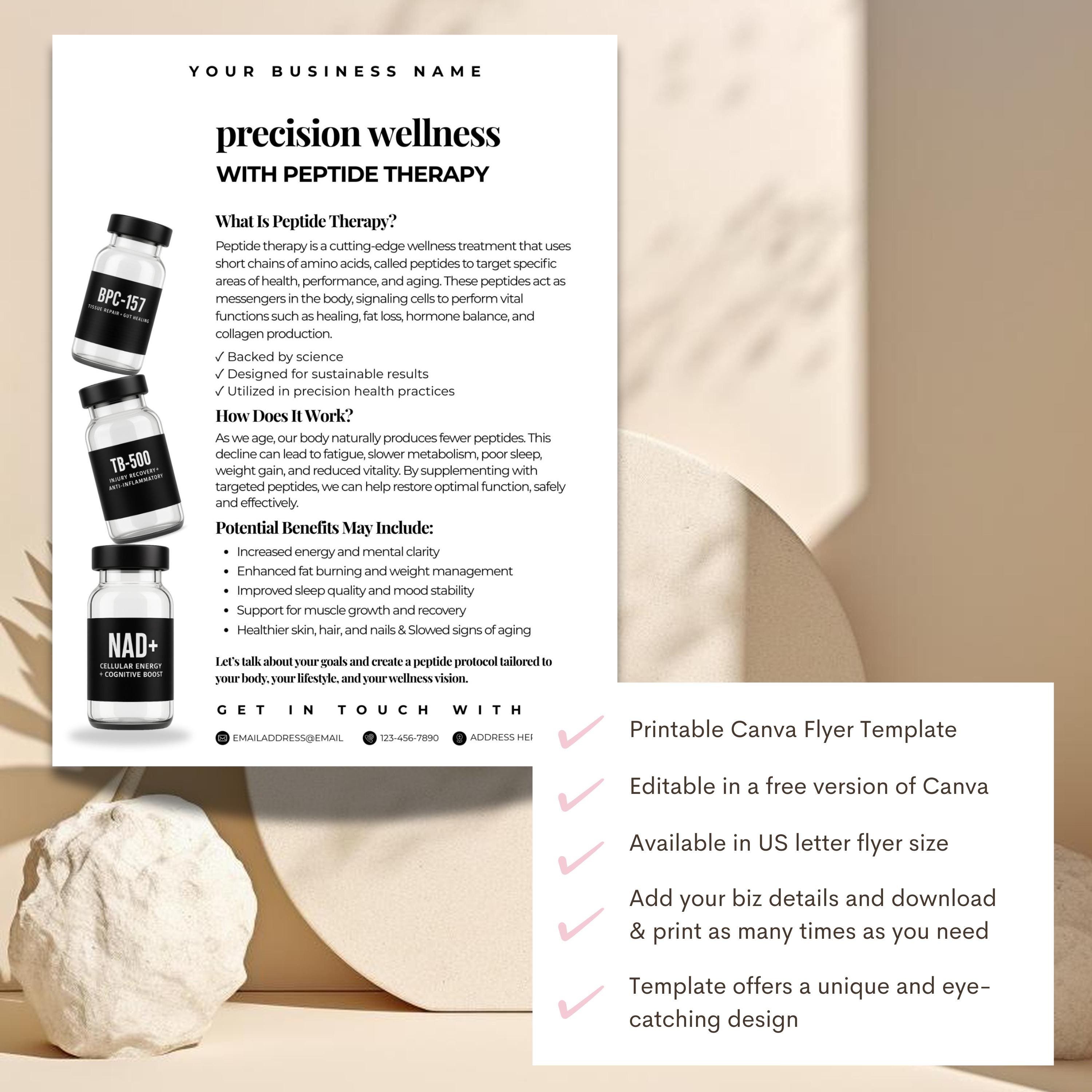 Peptide Printable Marketing Material, Peptides Flyer, Peptide Therapy ...