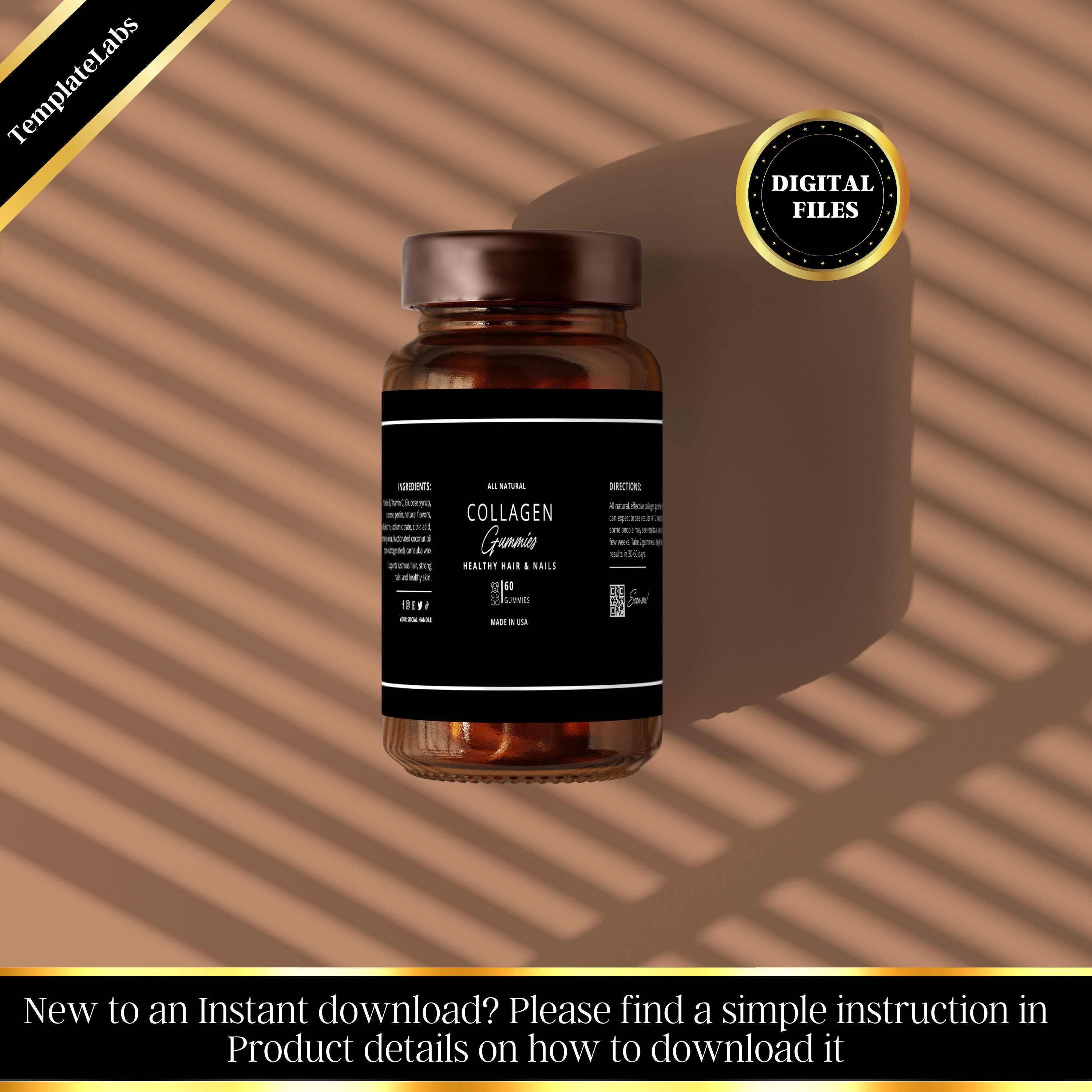 Collagen Gummies Label Template Vitamin Label Supplement - Etsy