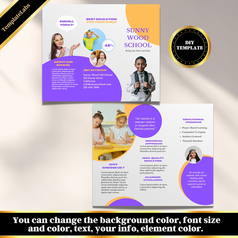Tri Fold School Brochure Template, School Admission Flyer, Printable ...