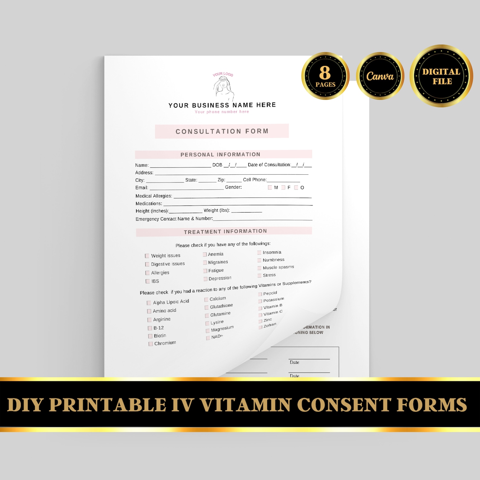 IV Hydration Therapy and Vitamin Infusion Form, IV Therapy Intake Form ...