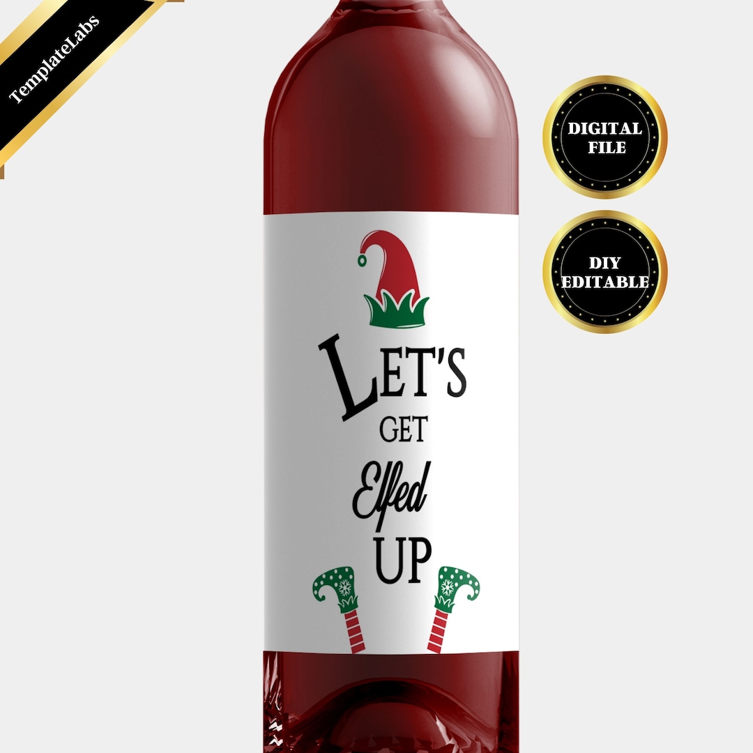 Funny Christmas Wine Label Funny Wine Bottle Label Christmas - Etsy