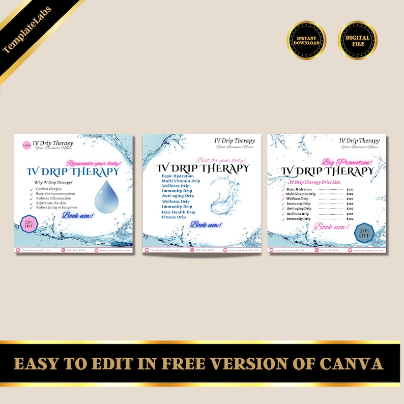 IV Drip Business IV Therapy Template Social Media Flyer IV - Etsy
