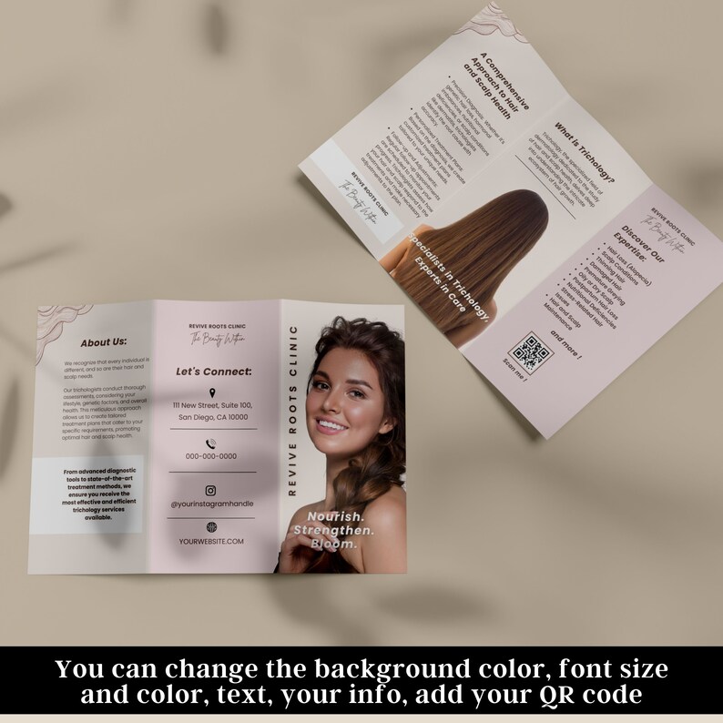 Trichology Brochure, Hair Loss Template, Scalp Treatment, Tri Fold ...