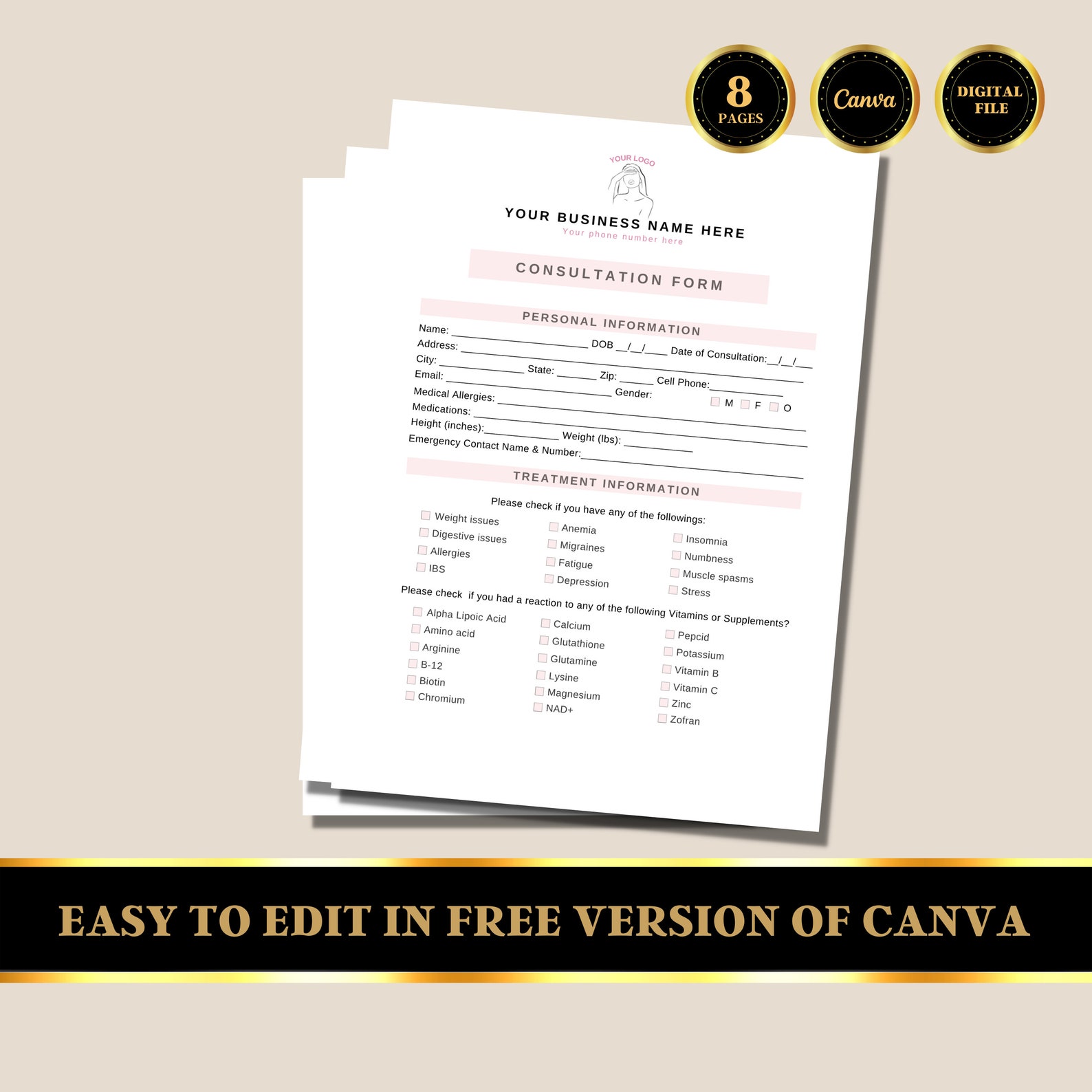 IV Hydration Therapy and Vitamin Infusion Form, IV Therapy Intake Form ...