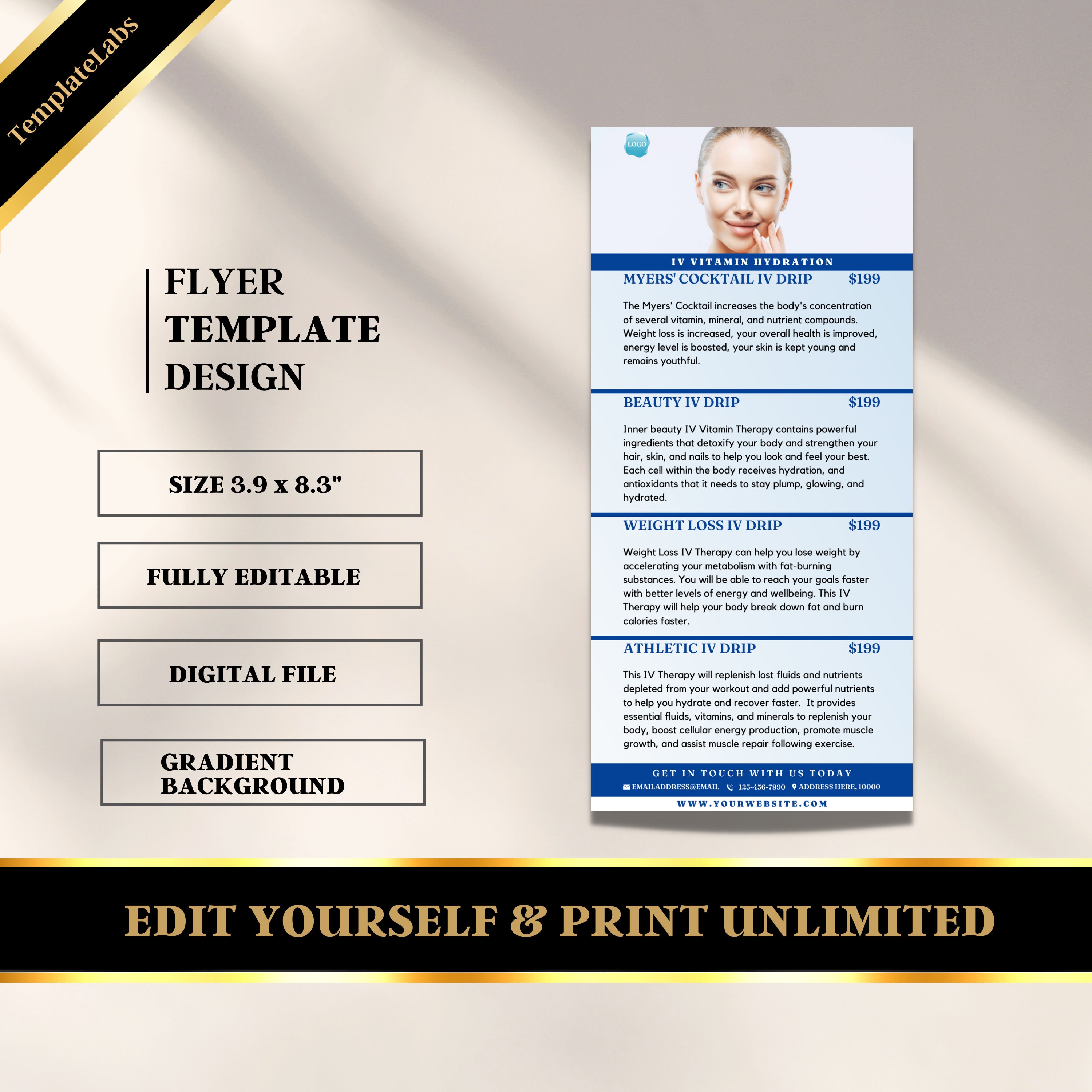 IV Therapy Flyer, IV Hydration Template, Digital Flyer, DIY Flyer ...