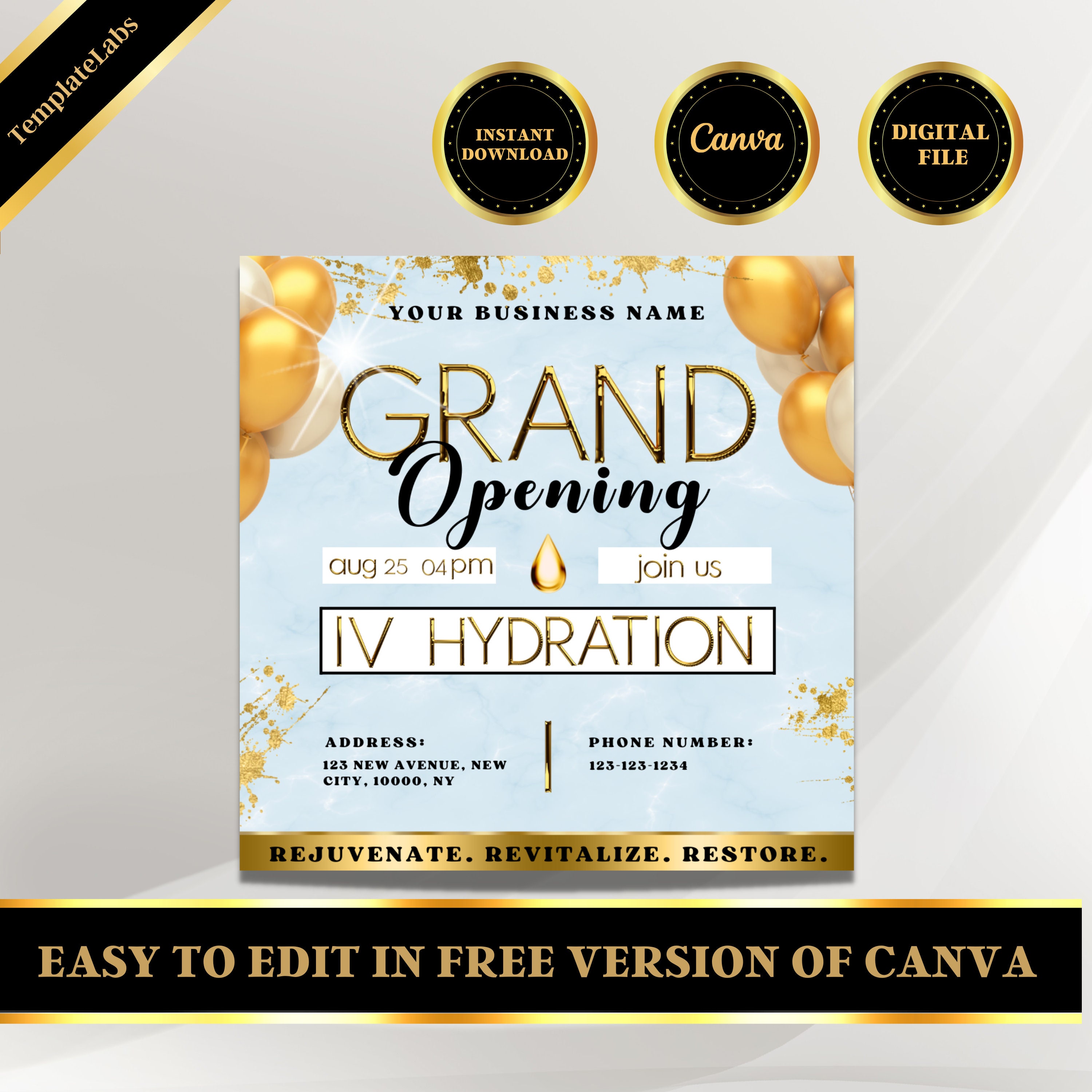 IV Hydration Social Media Template, Grand Opening Flyer Template ...