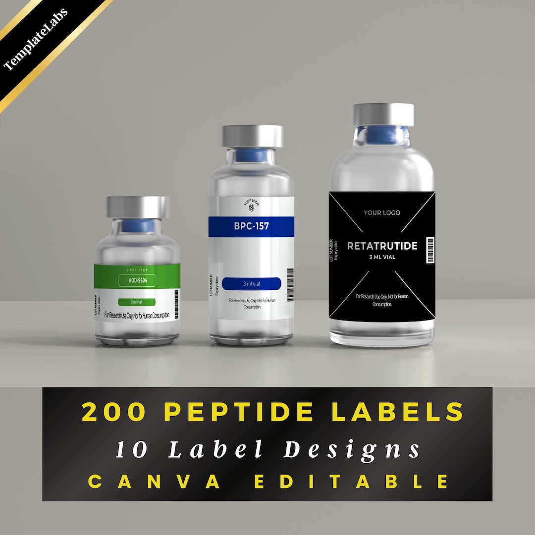 Peptide Labels, Peptide Label Template, Printable Label, Retatrutide ...