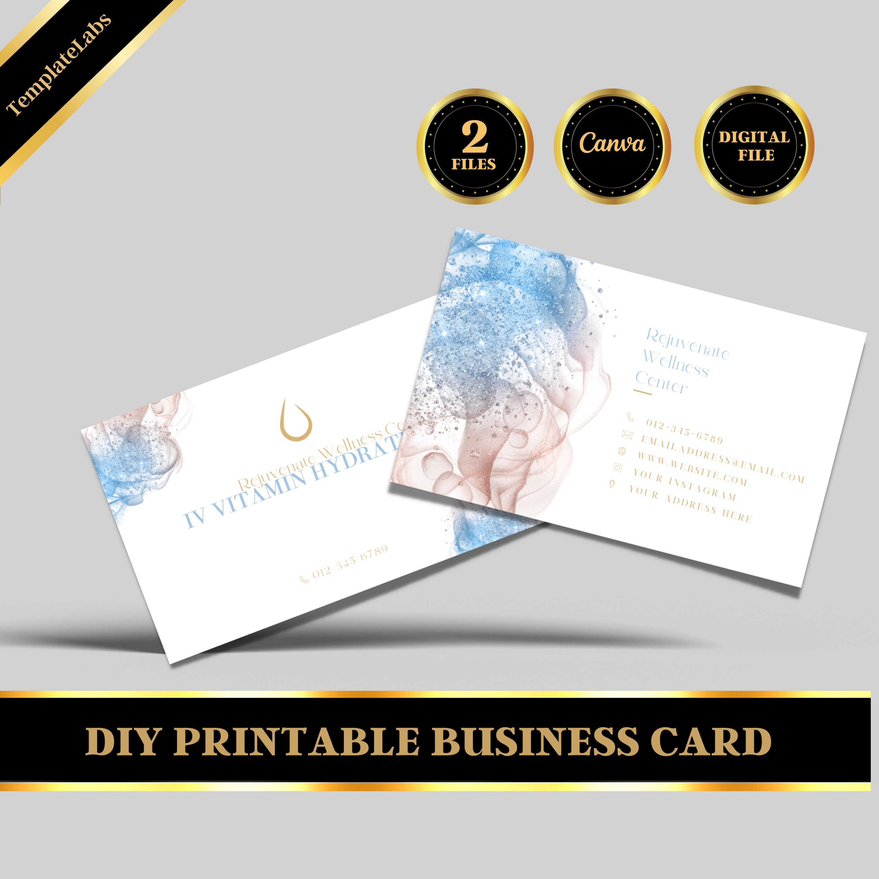 IV Drip Business Card, Printable Business Card Template, DIY Template ...