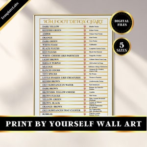 Ionic Foot Detox, Printable Chart, Printable Wall Art Gold, Digital ...