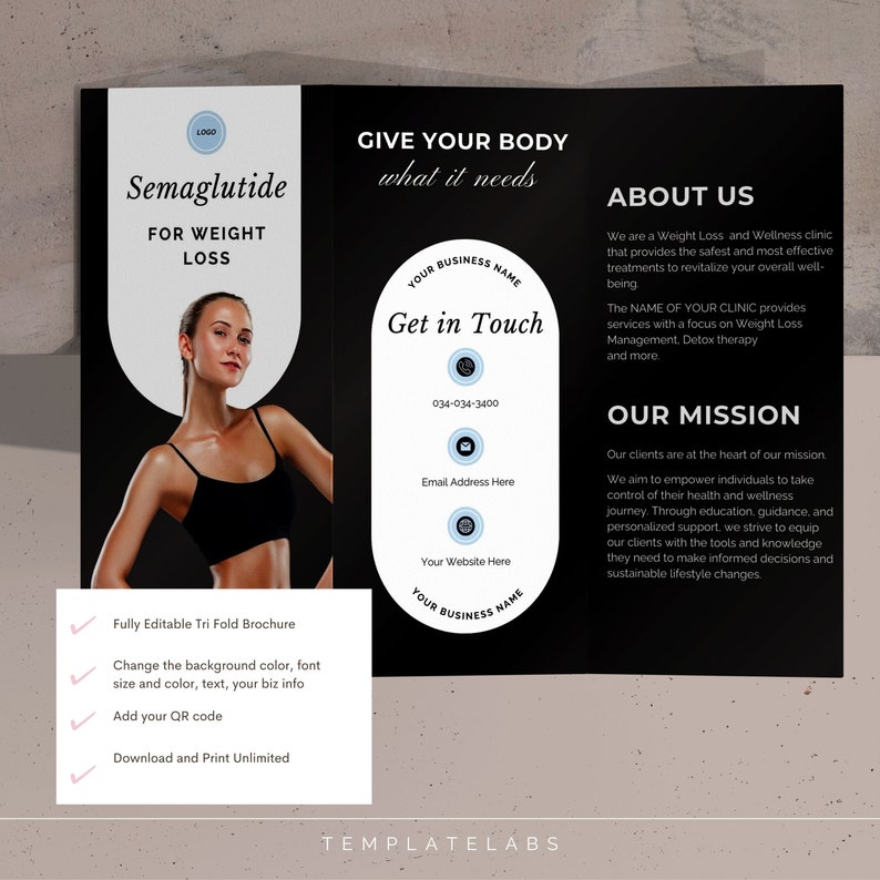 Weight Loss Brochure, Weight Loss Clinic Flyer, Trifold Brochure ...