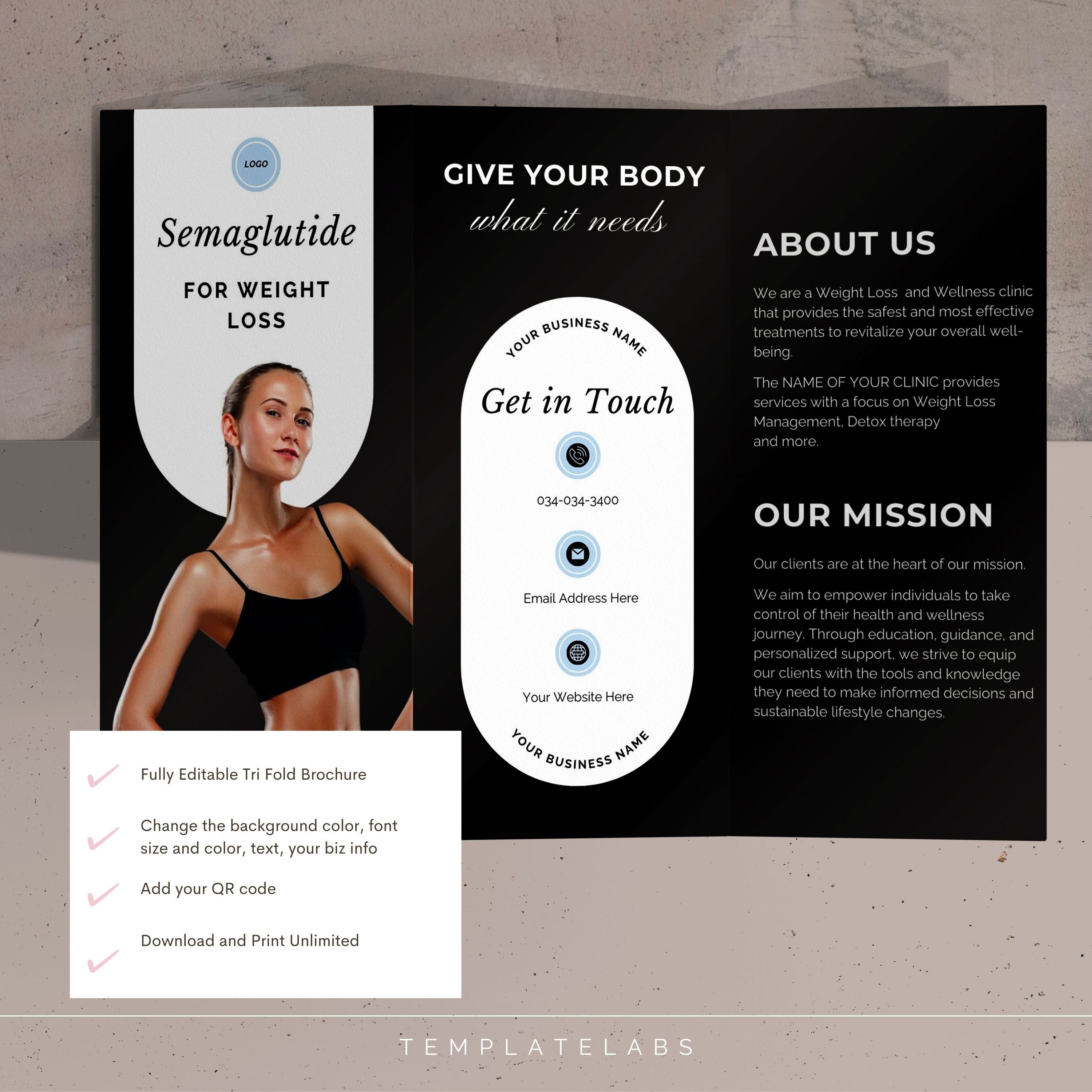 Weight Loss Brochure, Weight Loss Clinic Flyer, Trifold Brochure ...