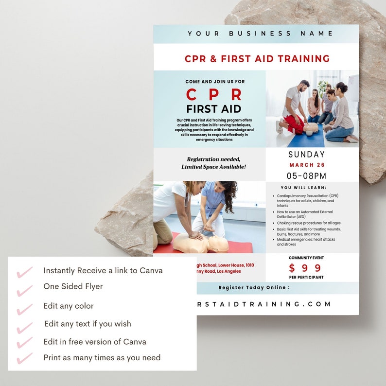 CPR Training Flyer, CPR Flyer, Cpr Template, Cpr First Aid and ...