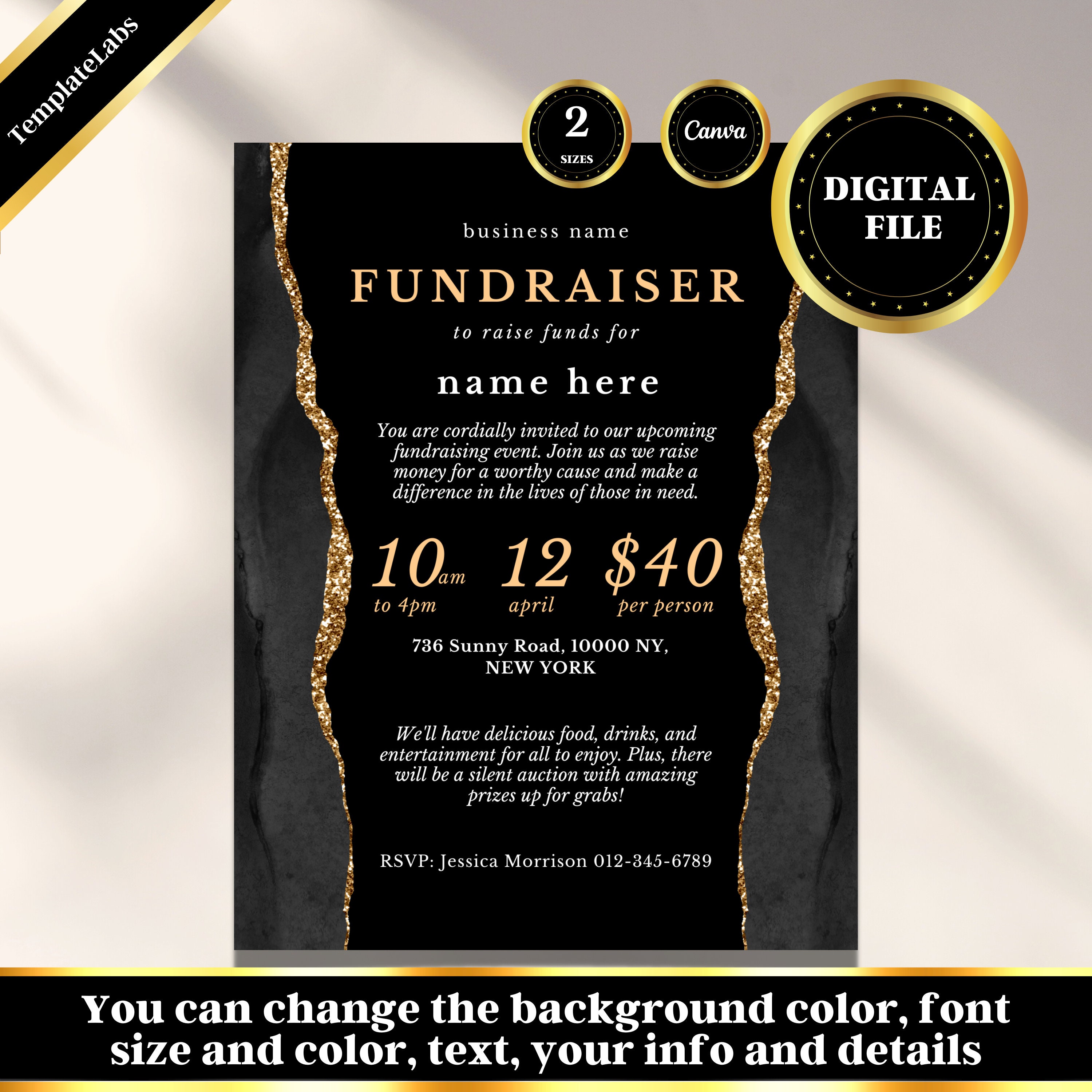 Fundraiser Flyer Template, Charity Invitation, Fundraising Flyer ...