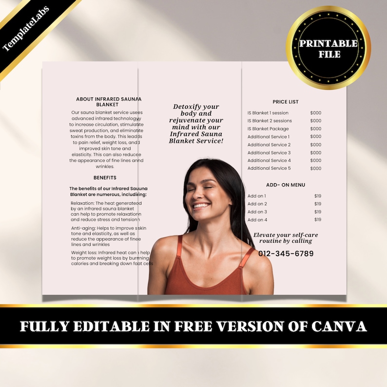 Infrared Sauna Blanket, Trifold Brochure Template, Canva Brochure ...