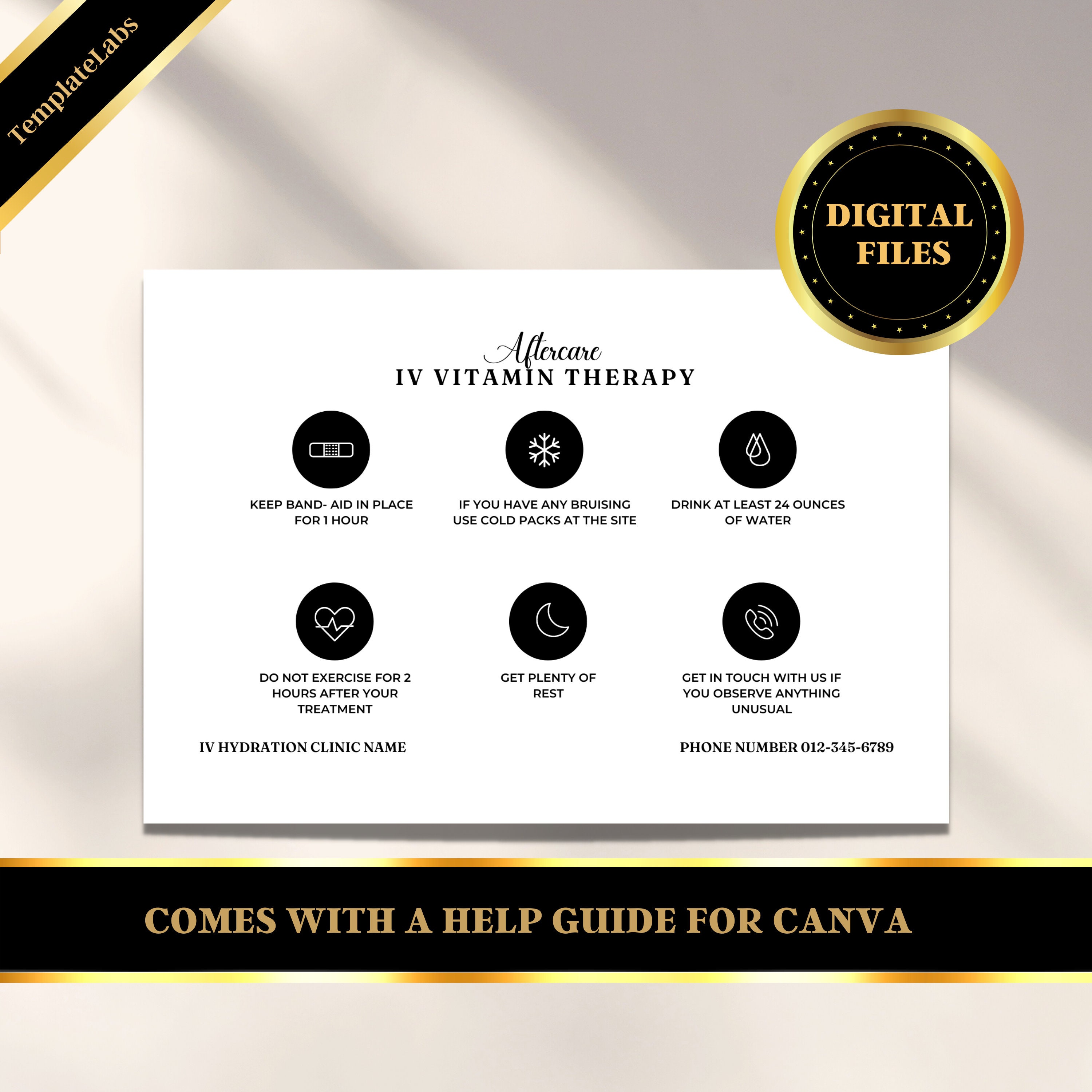 IV Hydration Printable, IV Therapy Template, Aftercare Card, Printable ...
