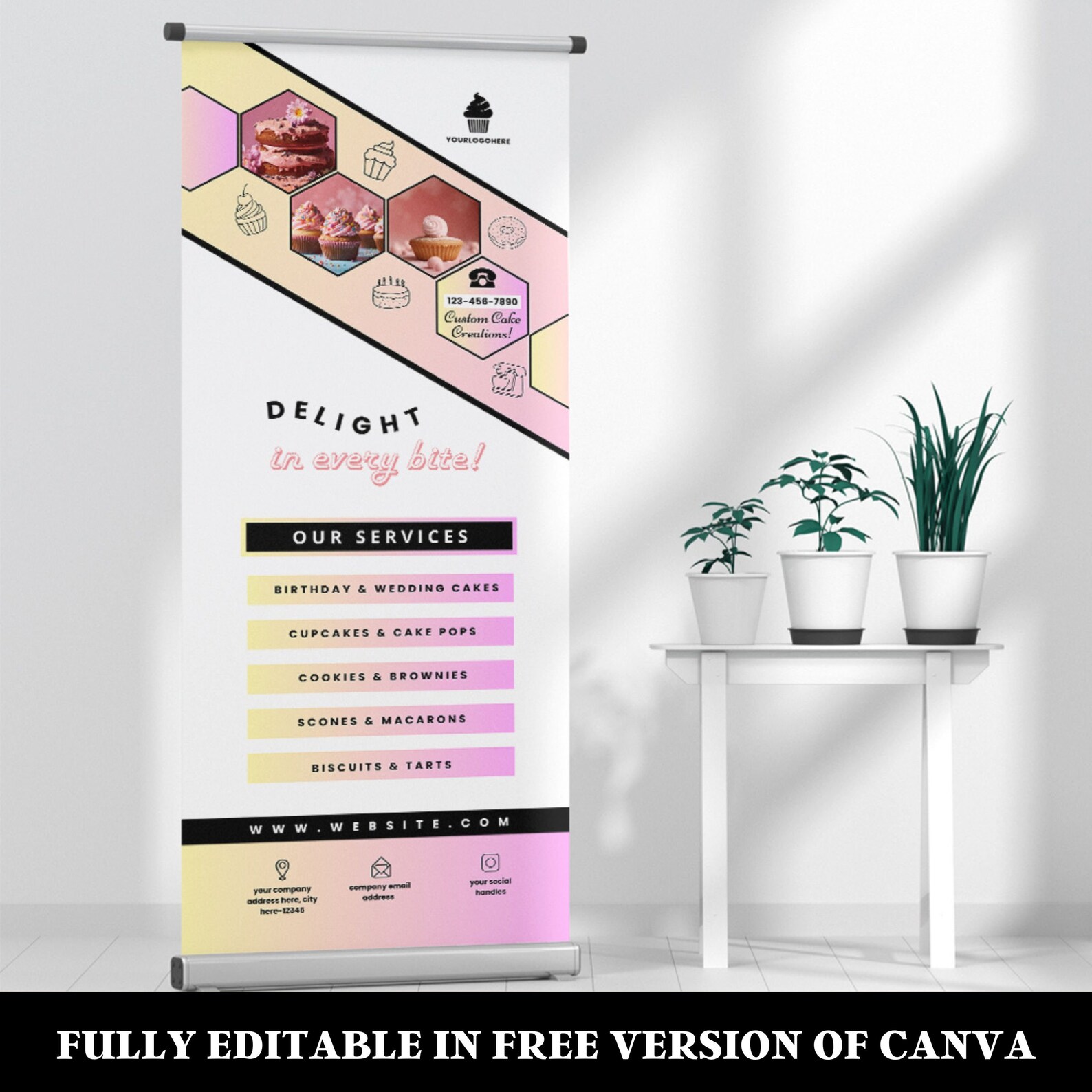 Retractable Banner Bakery, Bakery Banner, Bakery Template, Roll up ...