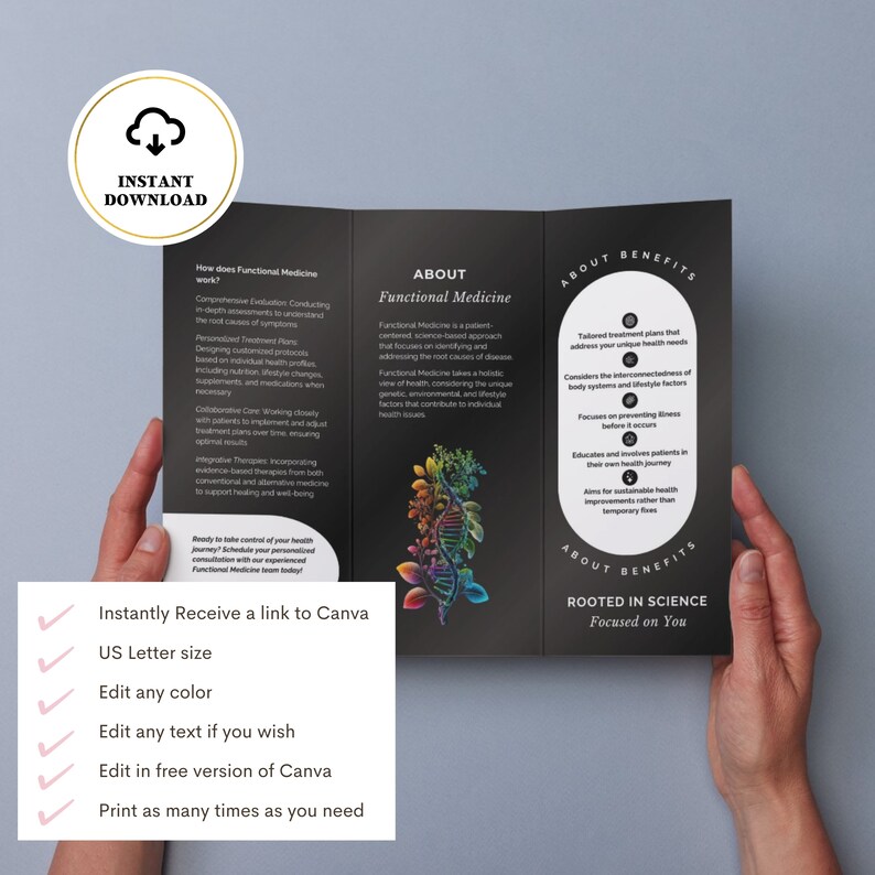 Functional Medicine Brochure, Trifold Brochure Template, Holistic ...