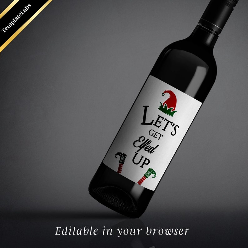 Funny Christmas Wine Label Funny Wine Bottle Label Christmas - Etsy