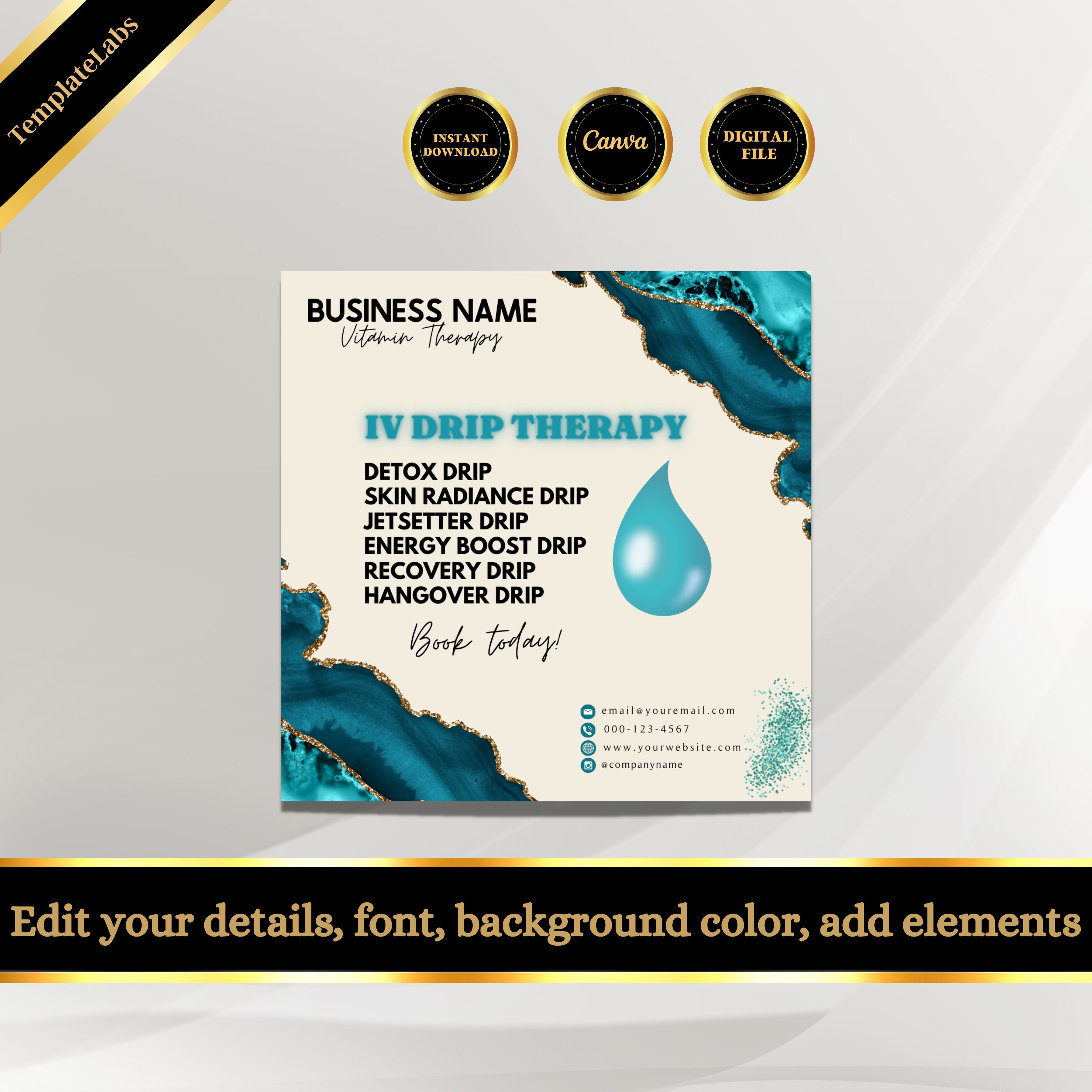 IV Drip Business, IV Therapy Template, Social Media Flyer, IV Hydration ...