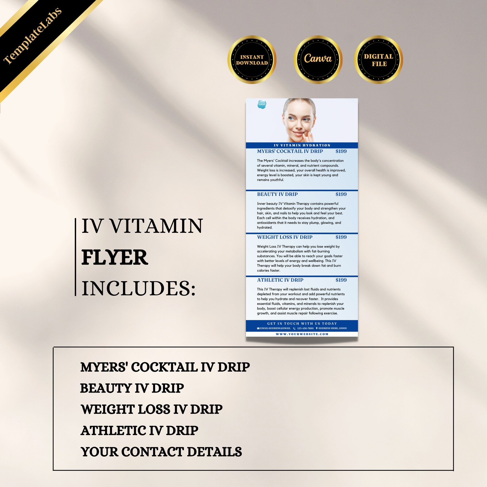 IV Therapy Flyer IV Hydration Template Digital Flyer DIY - Etsy Singapore