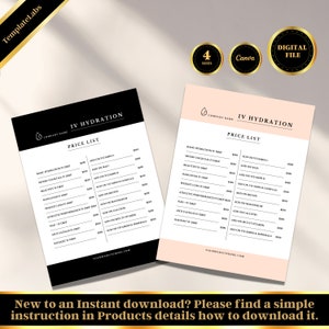 IV Hydration Template, IV Canva Template, Iv Therapy Menu, Iv Menu, DIY ...