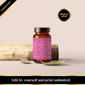 Collagen Gummies Label Template, Vitamin Label, Supplement Label ...